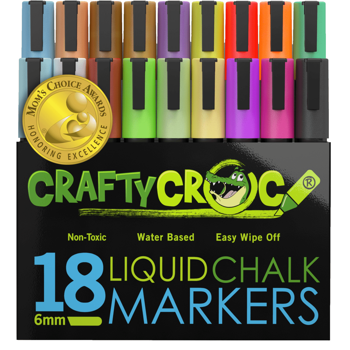 Chalk Markers - 18 Pack (Neon & Earth Colors) - Crafty Croc