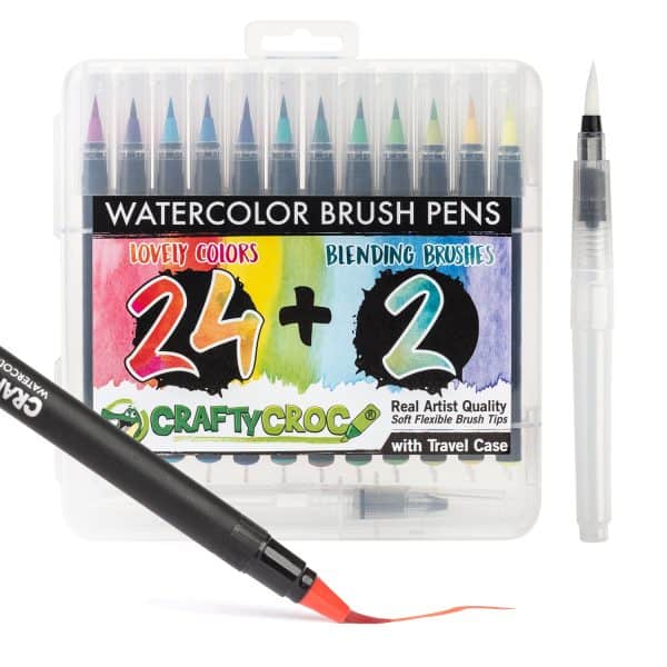 Watercolor Brush Pens – 24 Colors – Crafty Croc