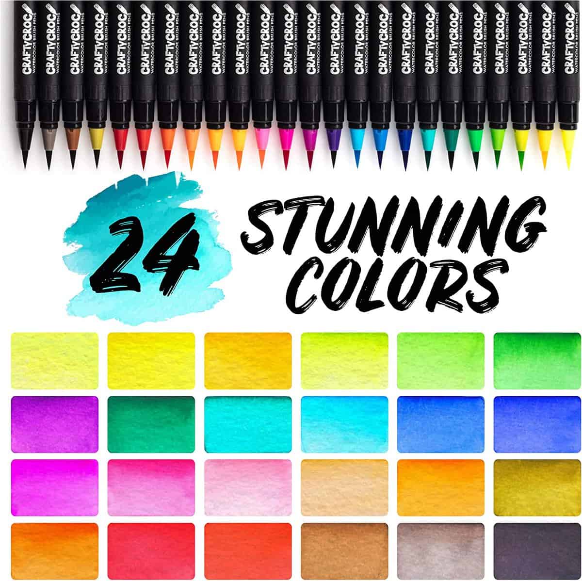Watercolor Brush Pens – 24 Colors – Crafty Croc