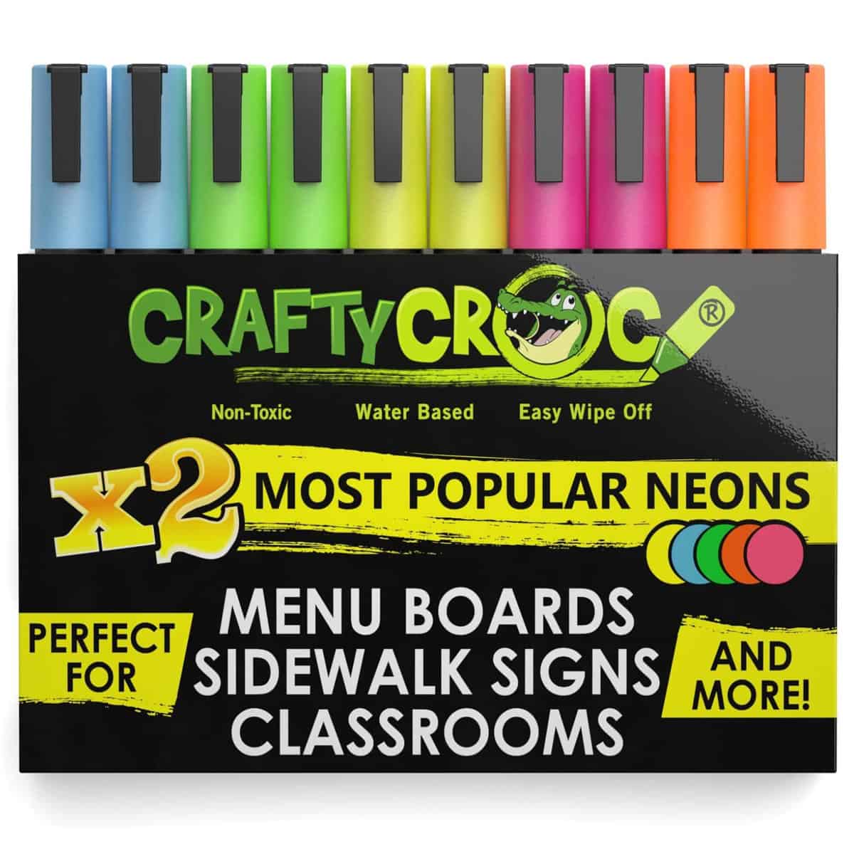 Chalk Markers - 10 Double Neon Multi-pack - Crafty Croc