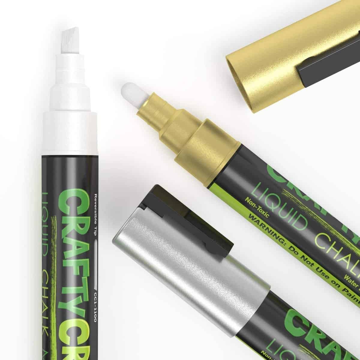 Chalk Markers - 3 Accent Pack (Gold, Silver, and White) - Crafty Croc