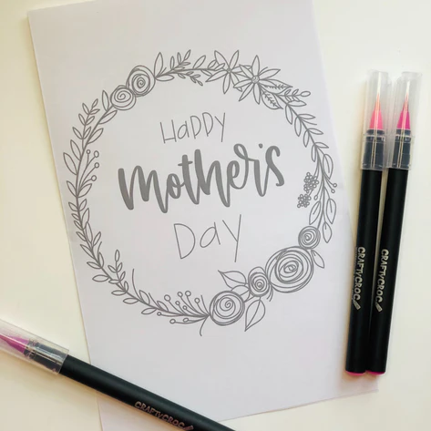Mother's Day Card - Printable for Coloring - Crafty Croc